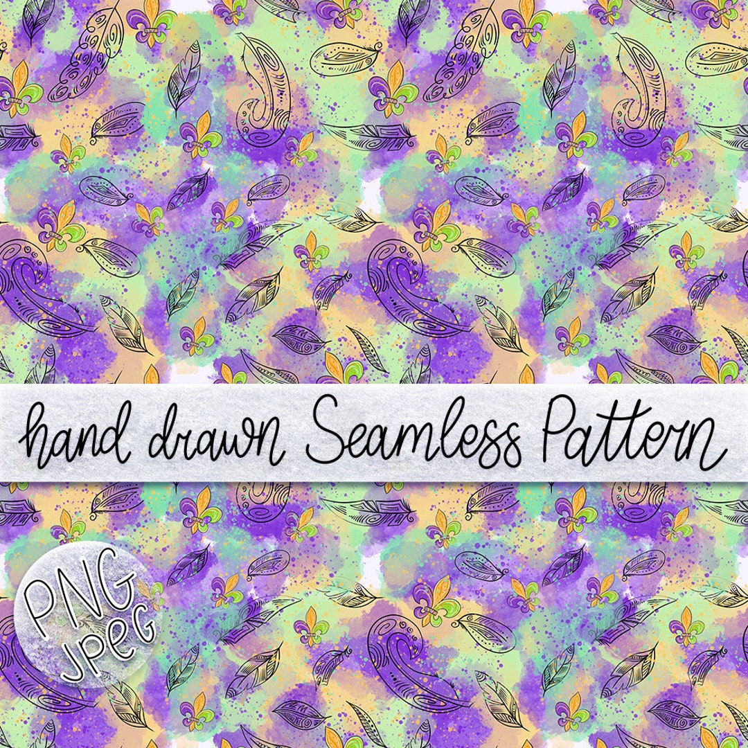 Mardi Gras Seamless Pattern, Mardi Gras Background Digital Download ...