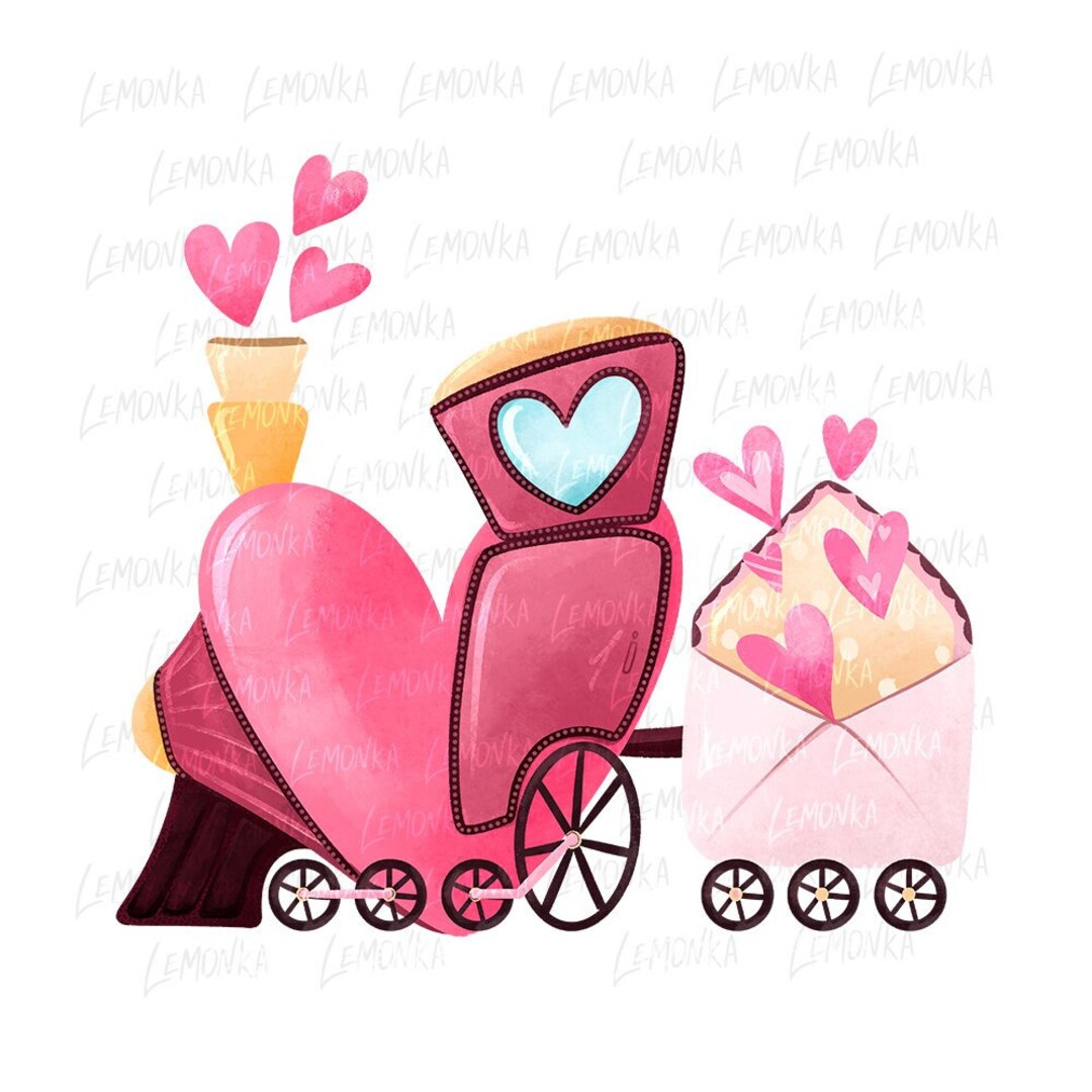 Kids Valentines Day Heart Train Png, Valentine Png Sublimation Designs ...