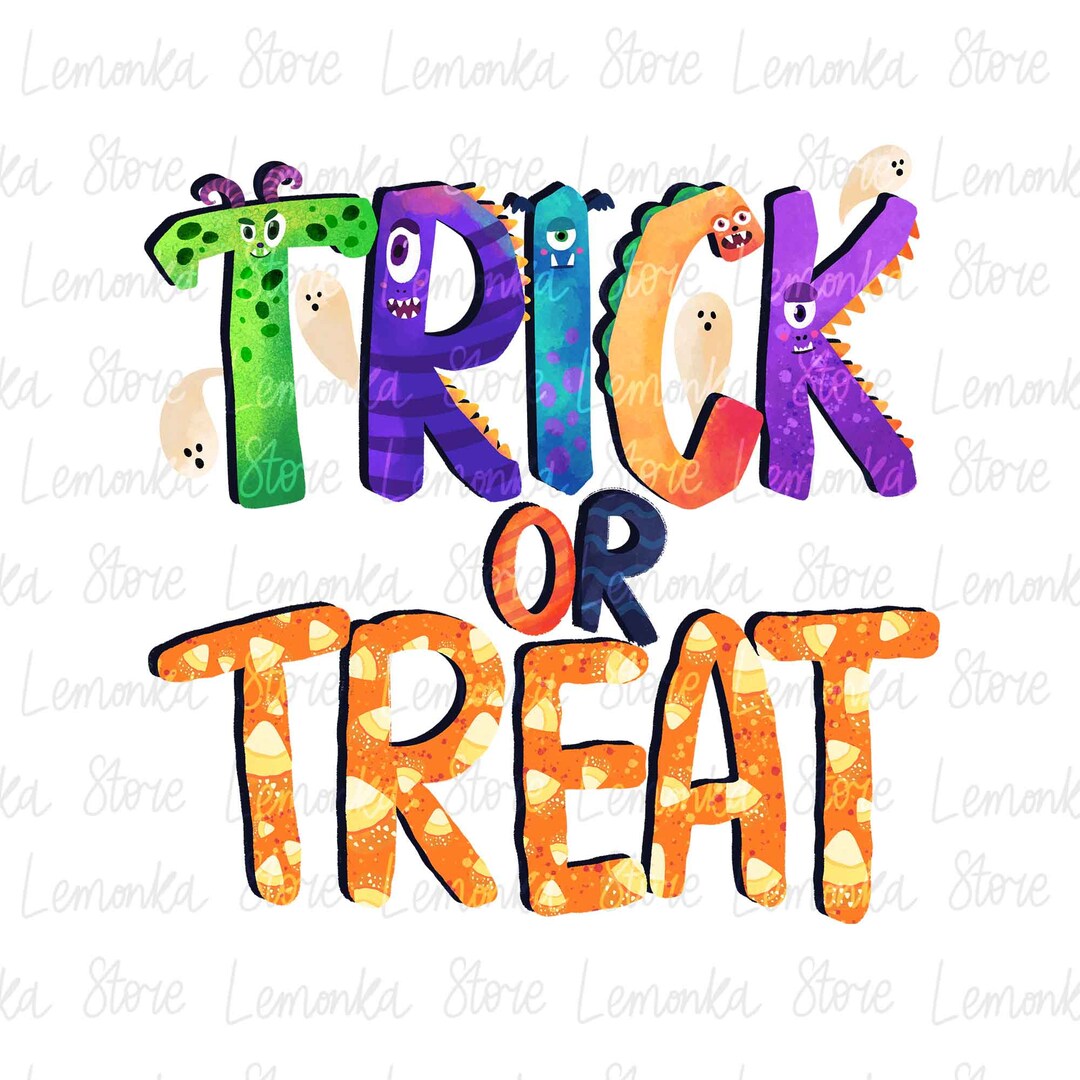 Trick or Treat Monster Letters Png, Kids Halloween Png Sublimation ...