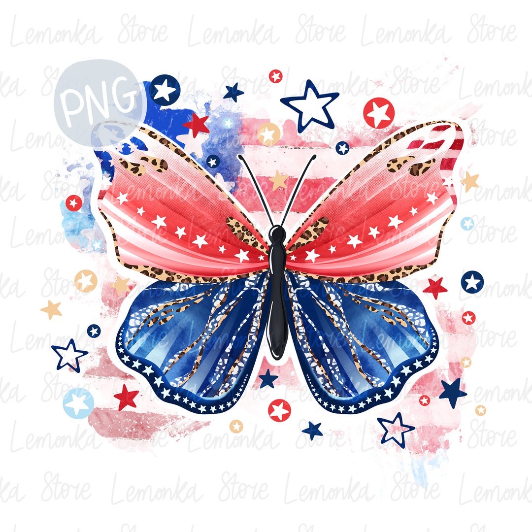 4th of July Butterfly USA Flag Png, Fourth of July Sublimation Designs ...