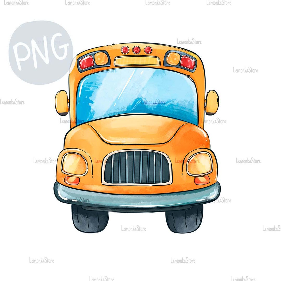 Watercolor School Bus PNG: Back to School Clipart (digital Download) - Etsy