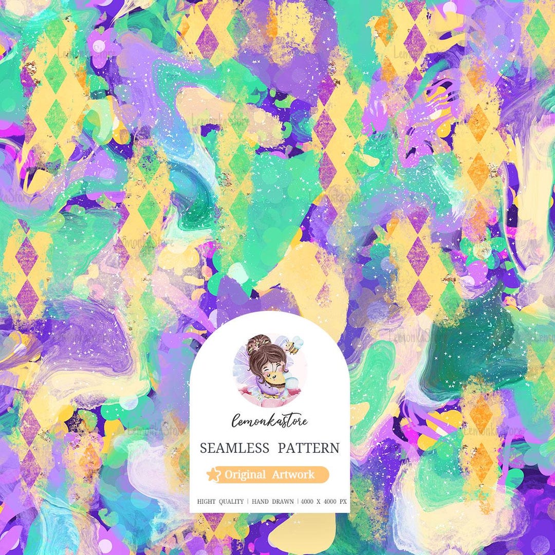 Mardi Gras Seamless Pattern File, New Orleans Printable Paper ...