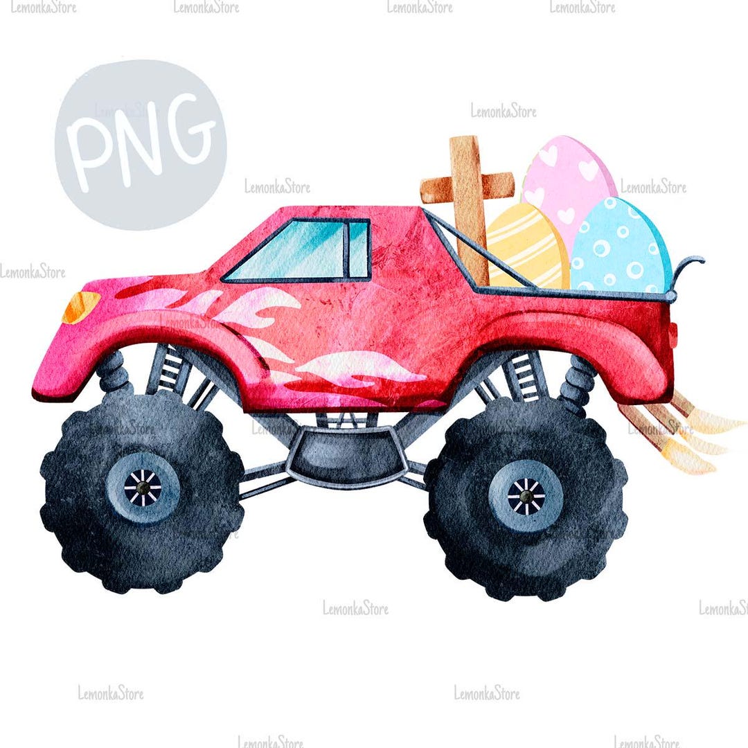 Kids Easter Png, Girl Easter Monster Truck Png Sublimation Design, Egg ...