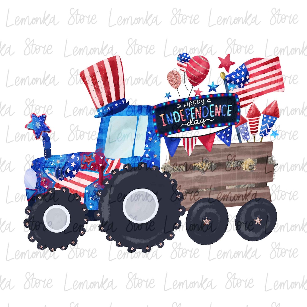 4th of July Tractor Png, Kids Patriotic Sublimation Designs (digital ...