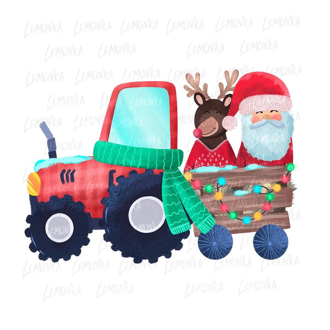 Santa on Tractor Png Christmas Tractor Png Christmas Boy - Etsy