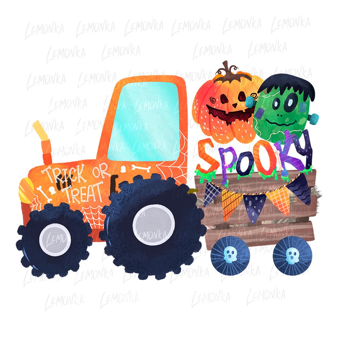 Halloween Tractor Png Halloween Spooky Kids Sublimation - Etsy