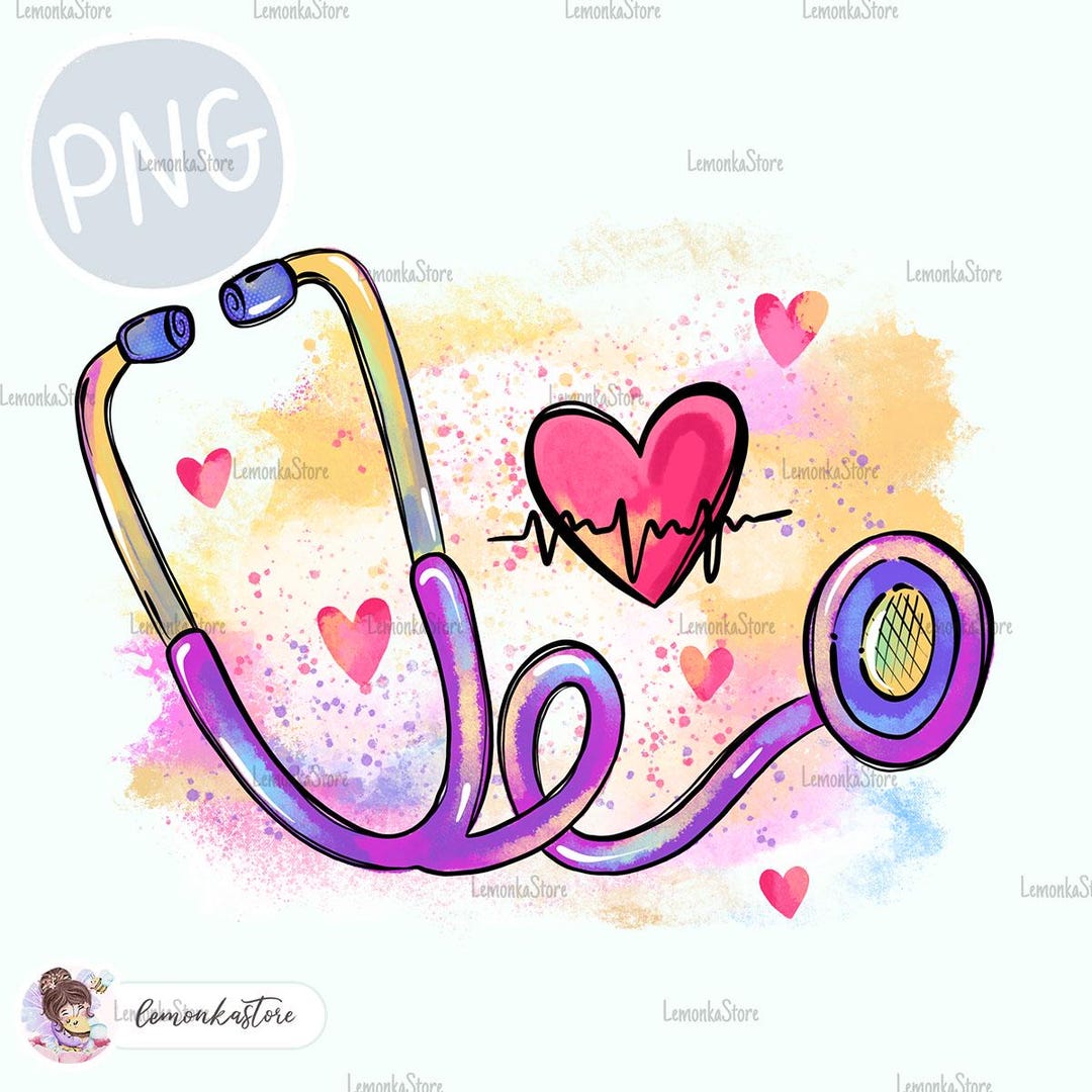 Nurse Png, Colorful Stethoscope Sublimation Designs, Watercolor ...