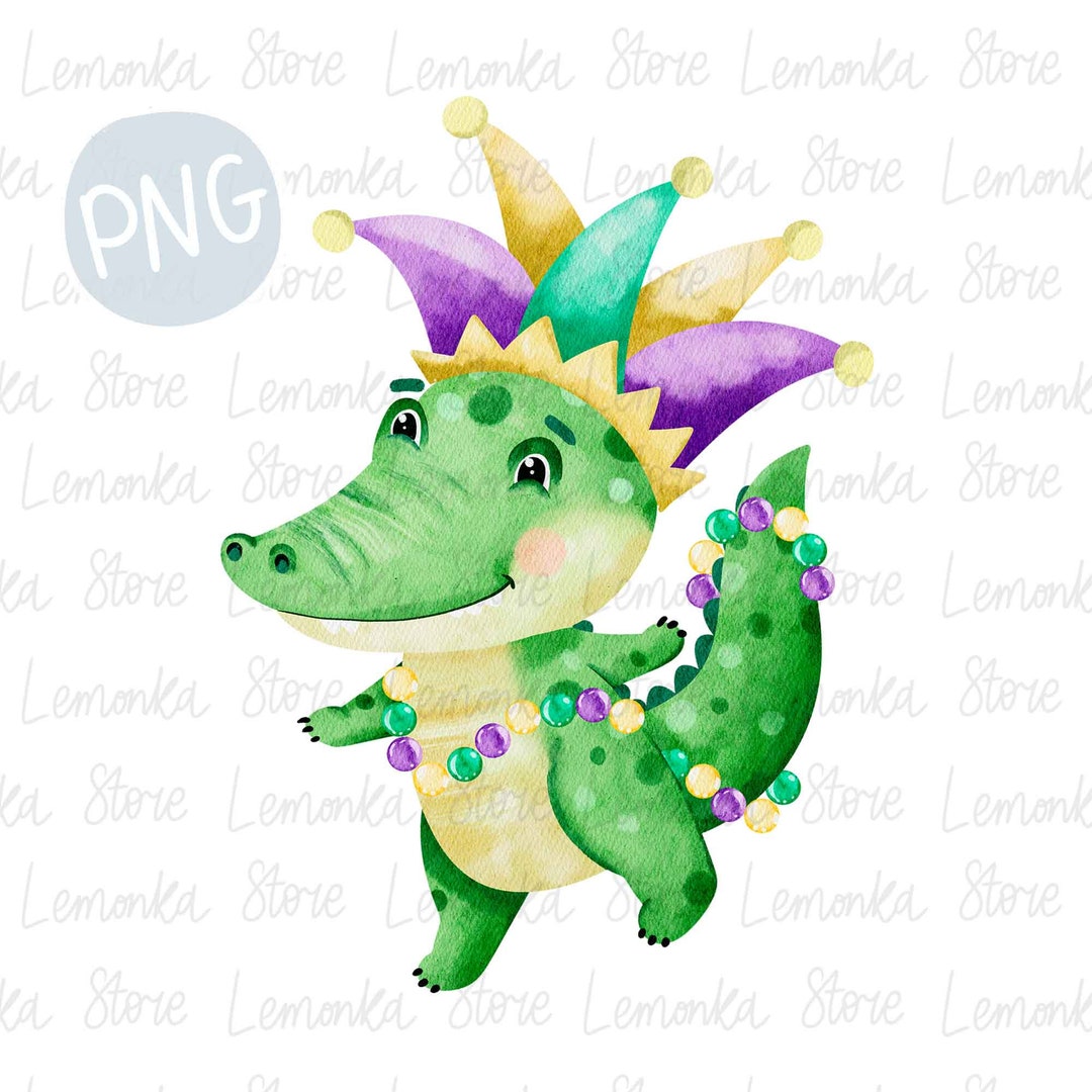 Mardi Gras Alligator in Jesters Hat PNG, Boy's Mardi Gras Sublimation ...