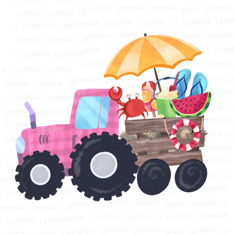 Summer Tractor Png Beach Tractor Png Kids Farmhouse Summer - Etsy
