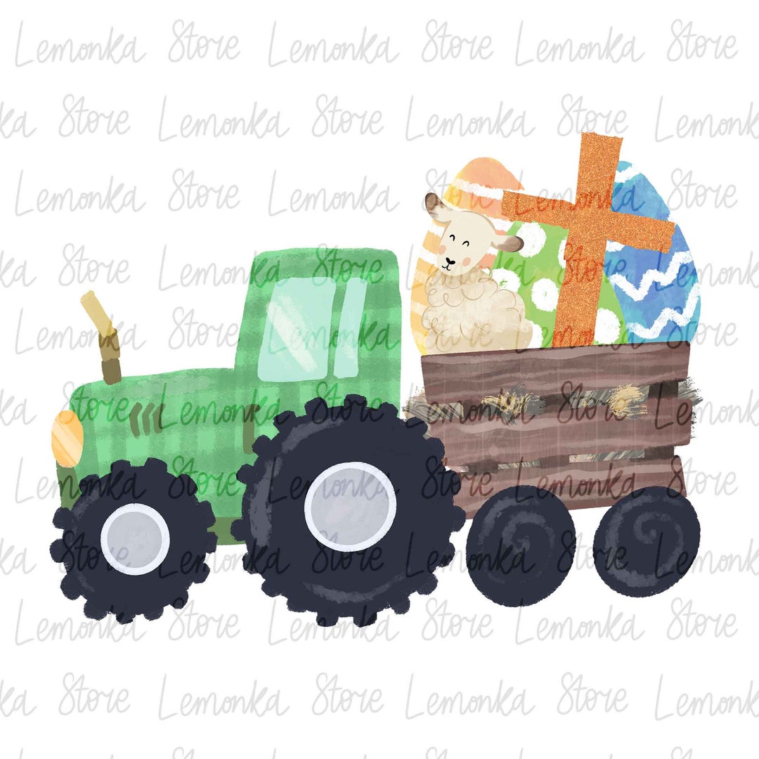 Easter Tractor Png, Boy Easter Tractor Lamb Png, Easter Farm Kids ...