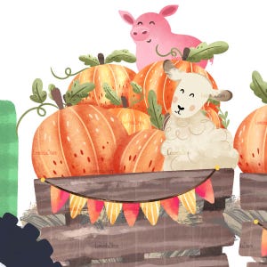 Fall Farm Animals Tractor Png, Kids Fall Sublimation Design, Pumpkin ...