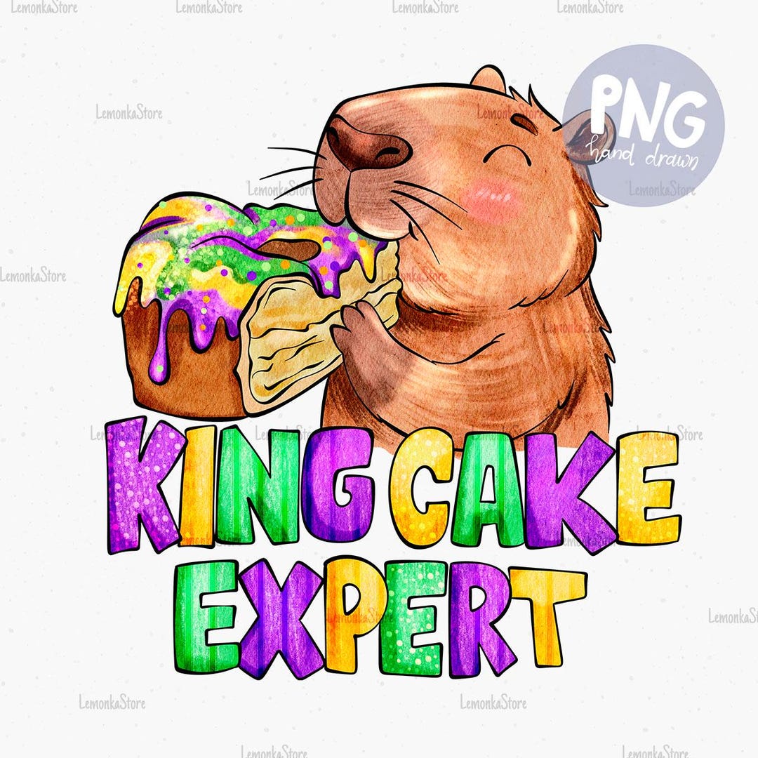 Mardi Gras Funny Capybara PNG Sublimation Design, King Cake Expert PNG ...