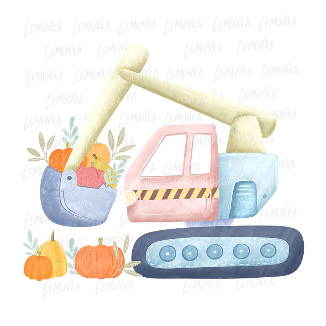 Boy Fall Png, Kids Fall Sublimation Designs, Excavator Pumpkin Png ...
