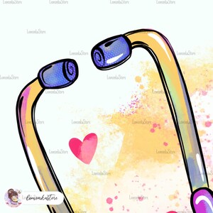 Nurse Png, Colorful Stethoscope Sublimation Designs, Watercolor ...