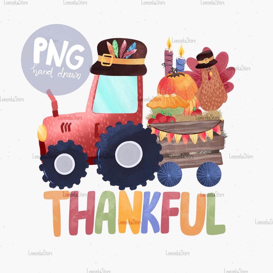 Boy Thankful Red Tractor With Turkey PNG Design, Kids Fall Clipart ...
