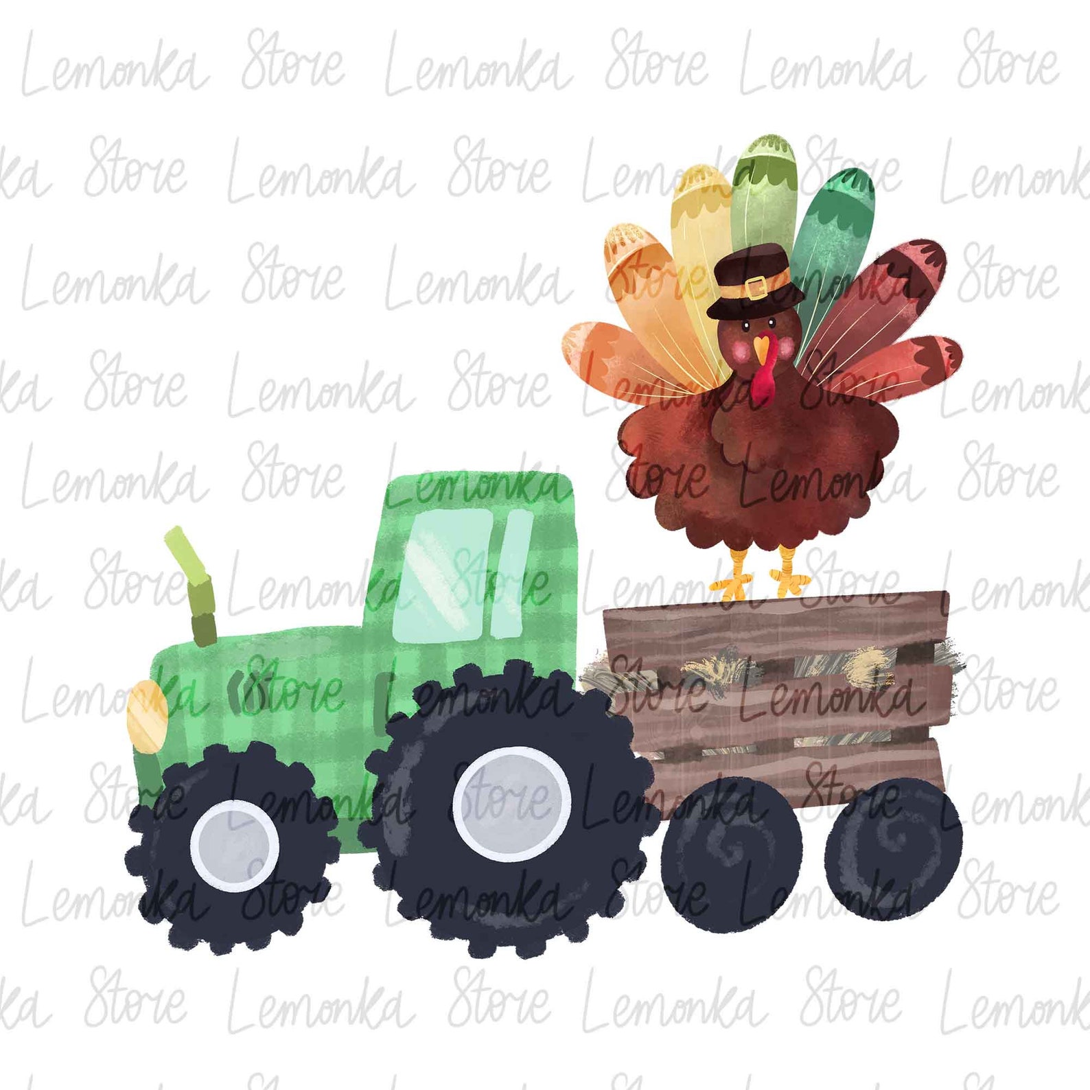 Kids Thanksgiving Turkey Tractor Png, Thankful Fall Sublimation Designs ...