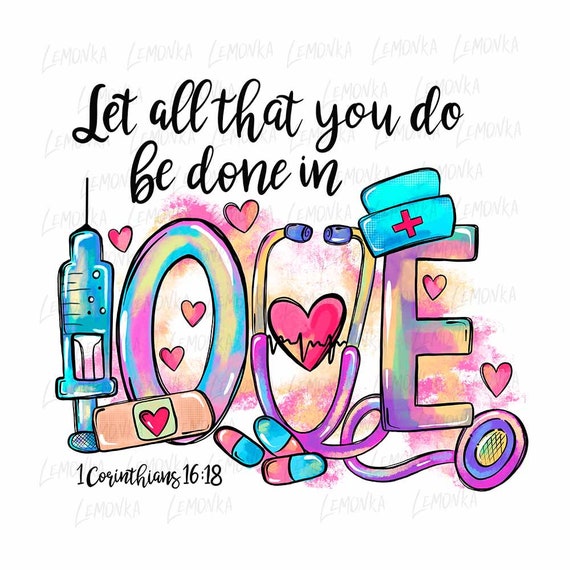 Colorful nurse png Nurse Bible Verse png Love Nurse | Etsy