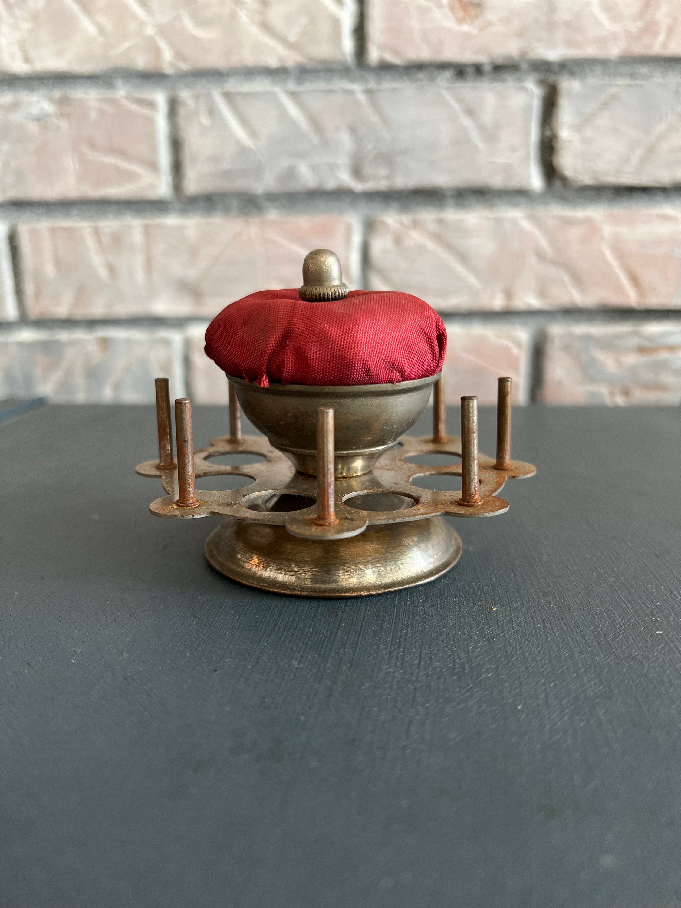 Antique Pin Cushion Thread Holder - Etsy