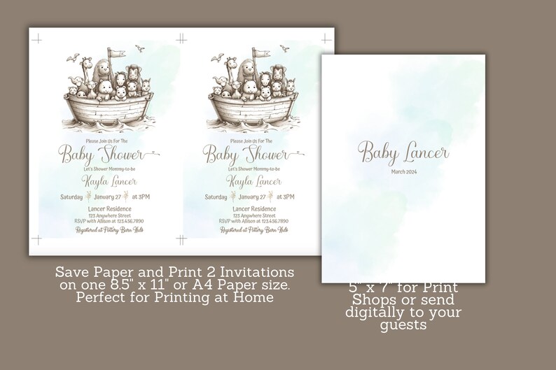 Noah's Ark Baby Shower Invitation, Editable Boho Animals Baby Sprinkle ...