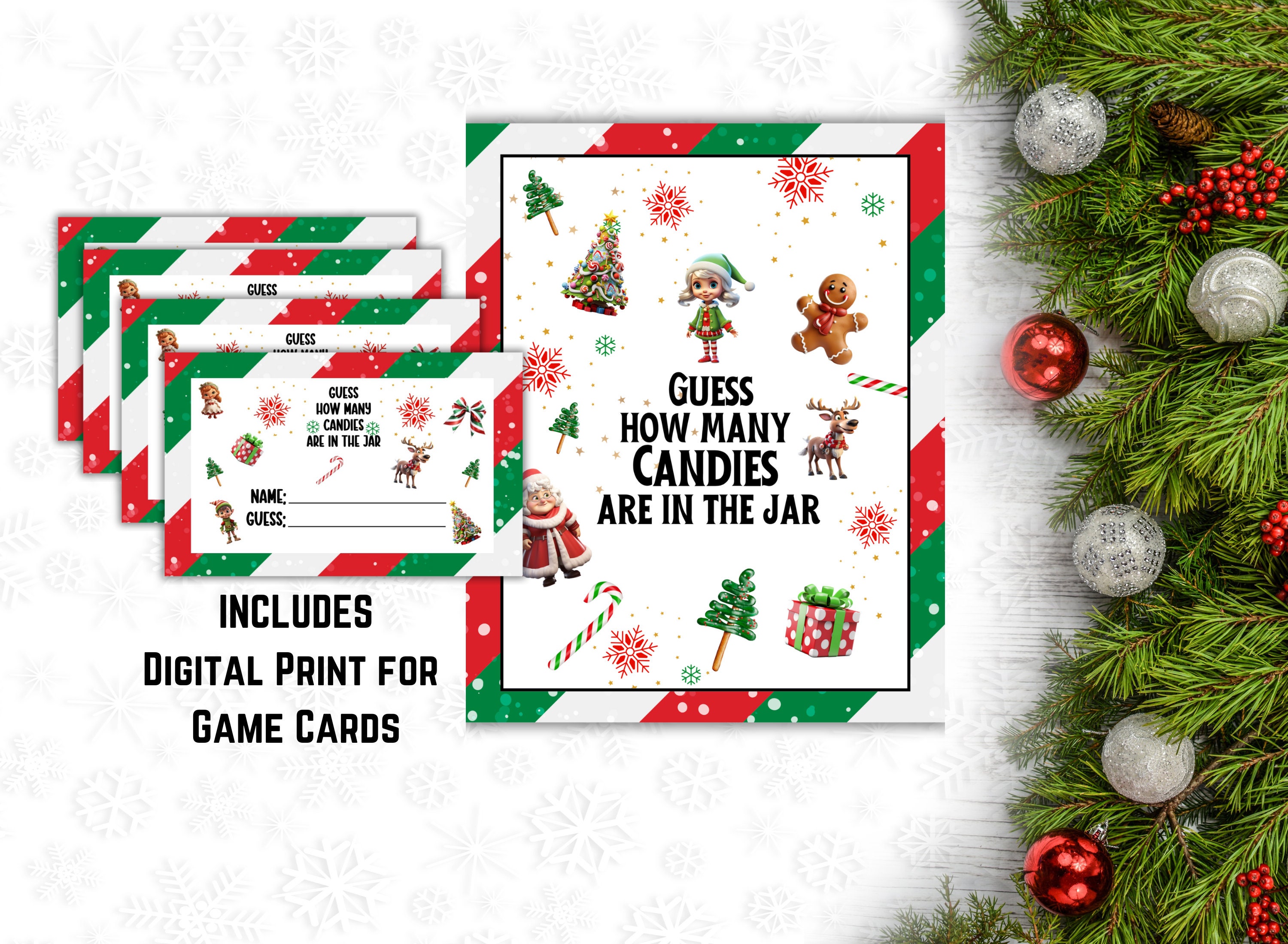 Game Guess How Many Candies Are in the Jar Christmas Baby Shower ...