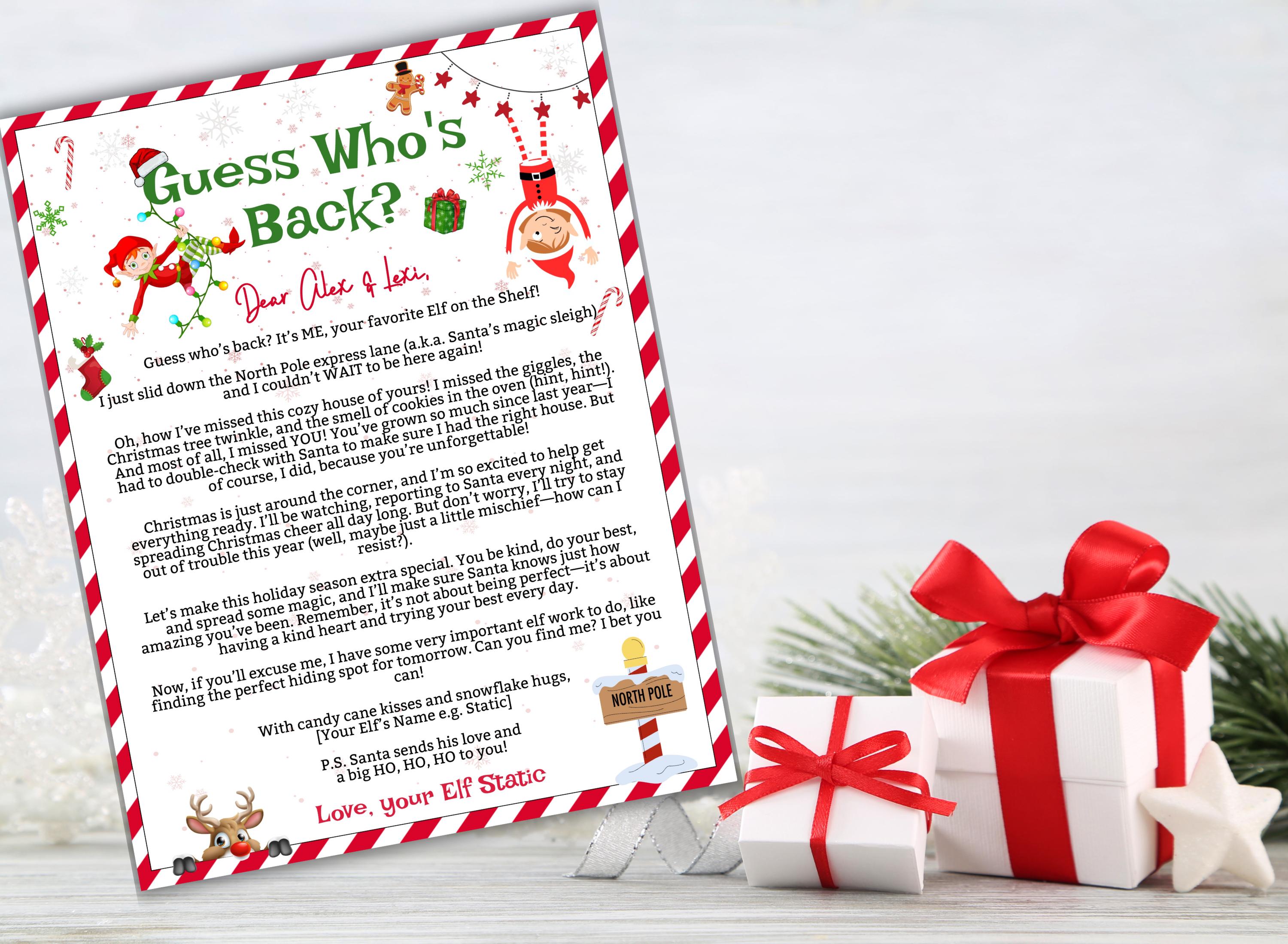 Letter From Elf Santa Return Letter Christmas Elf I'm Back Welcome ...