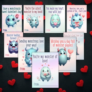Printable Monster Valentine's Day Cards, Classroom Valentine's Day 22 ...