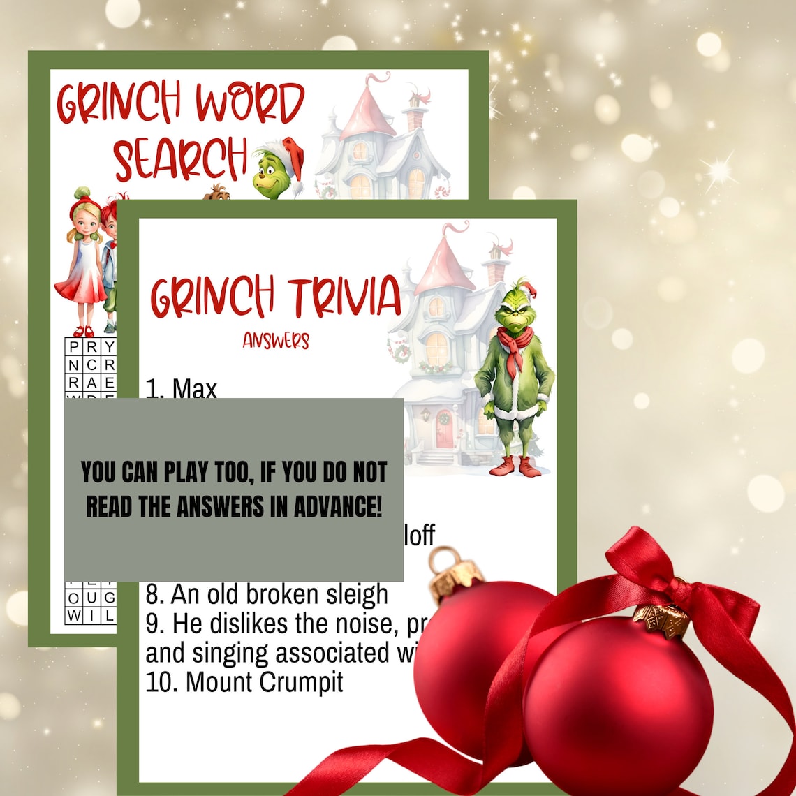 Grinch Game Bundle 7 Games Grinchmas Games Christmas Party Games How ...
