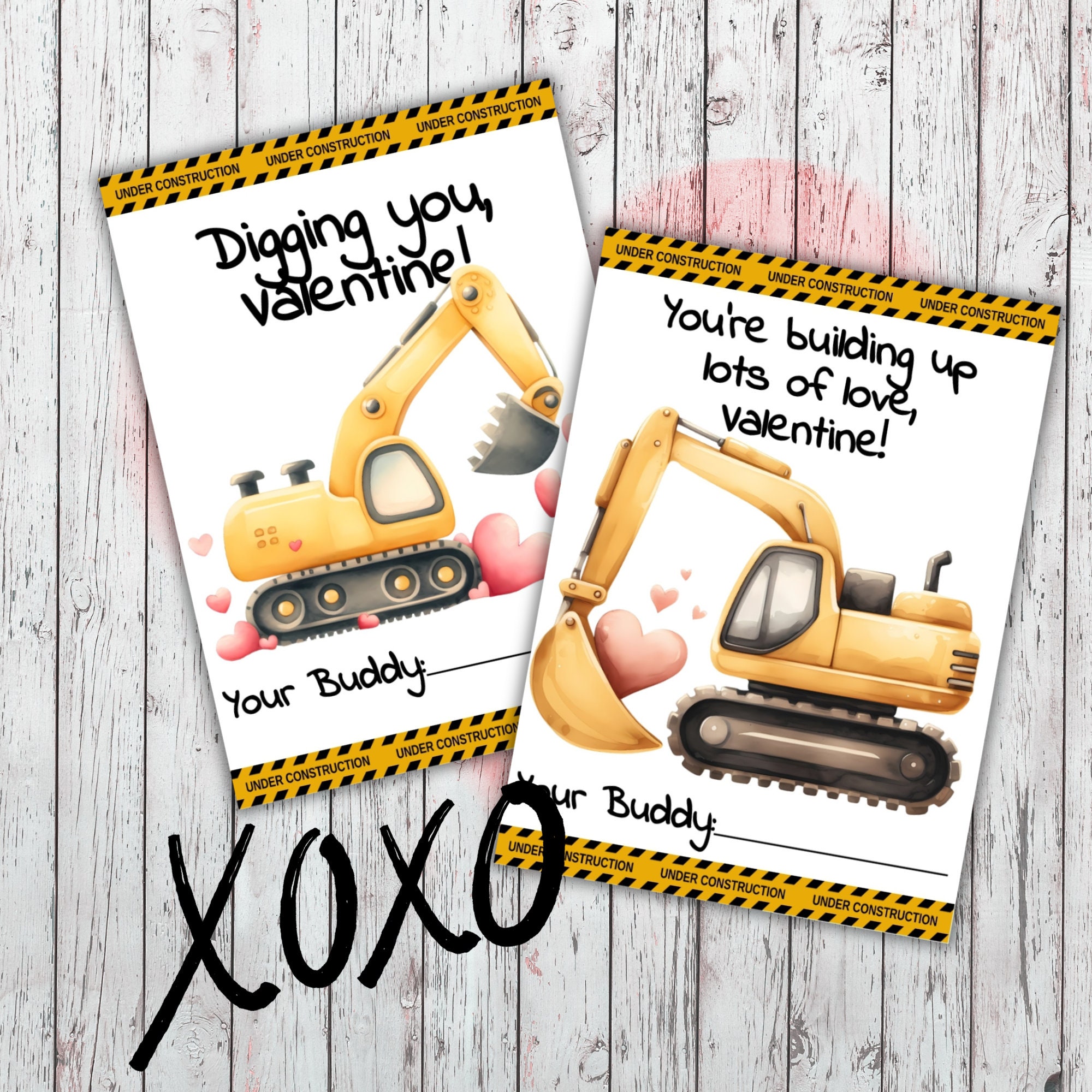 Printable Construction Valentine's Day Cards, Classroom Valentine's Day ...