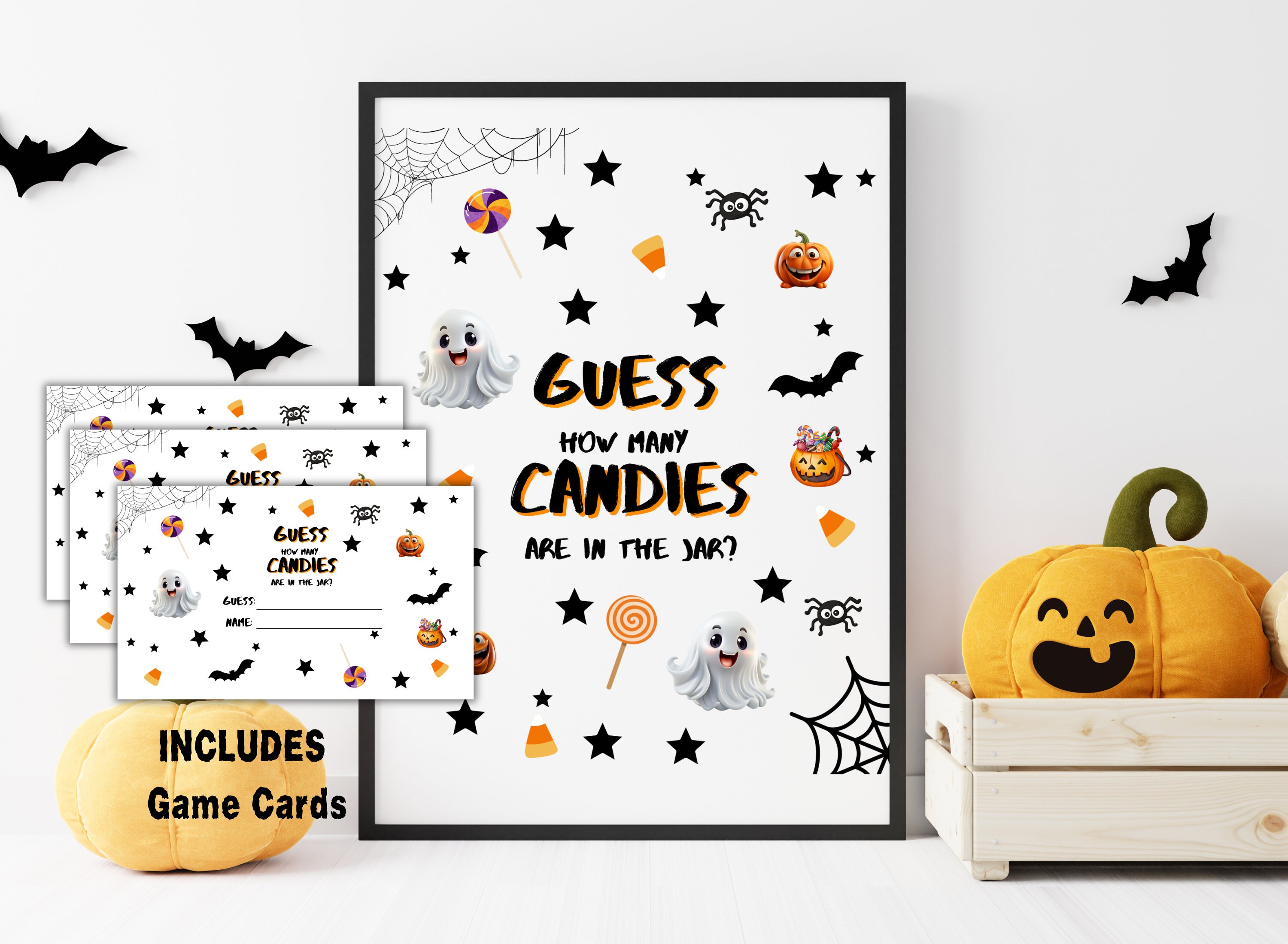 Halloween Guessing Game: Candies in Jar, Baby Shower Activity ...