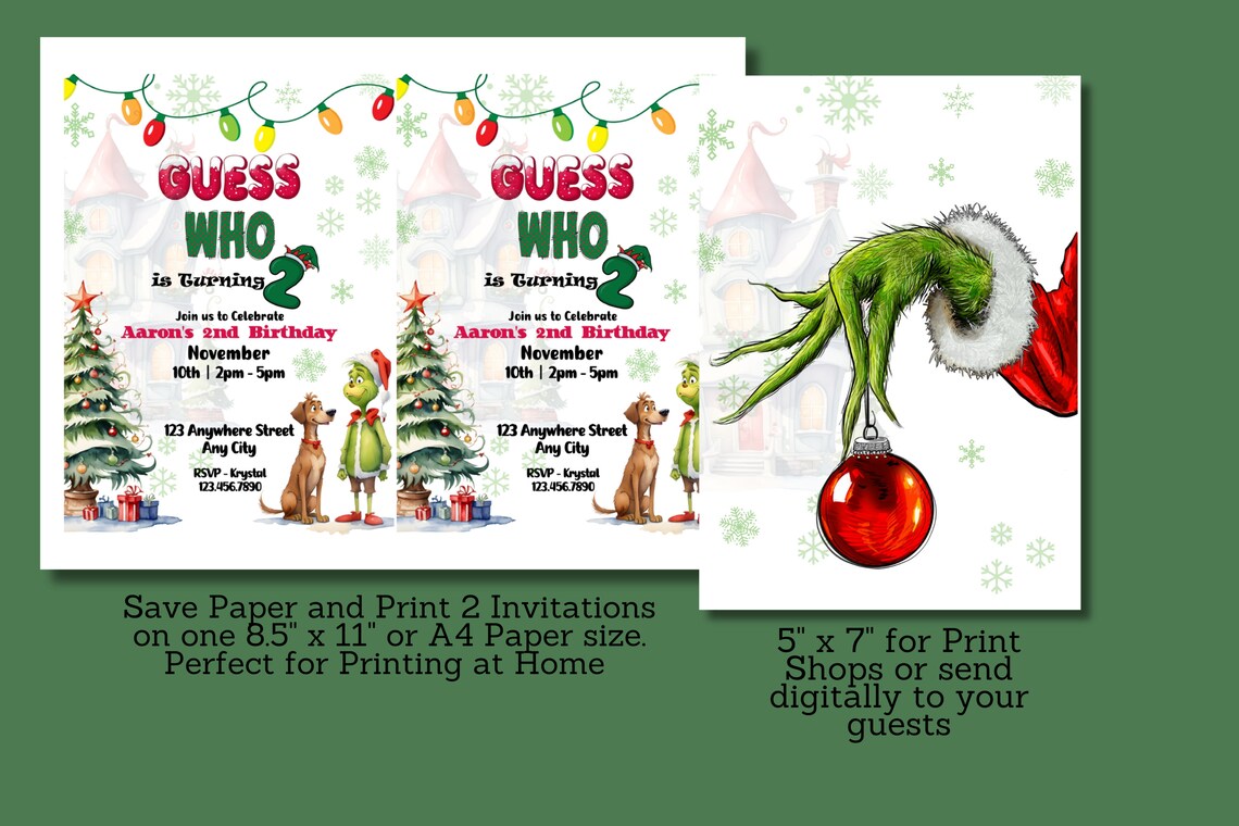 Guess Who is Turning Four Invitation, Christmas Birthday Invitation ...