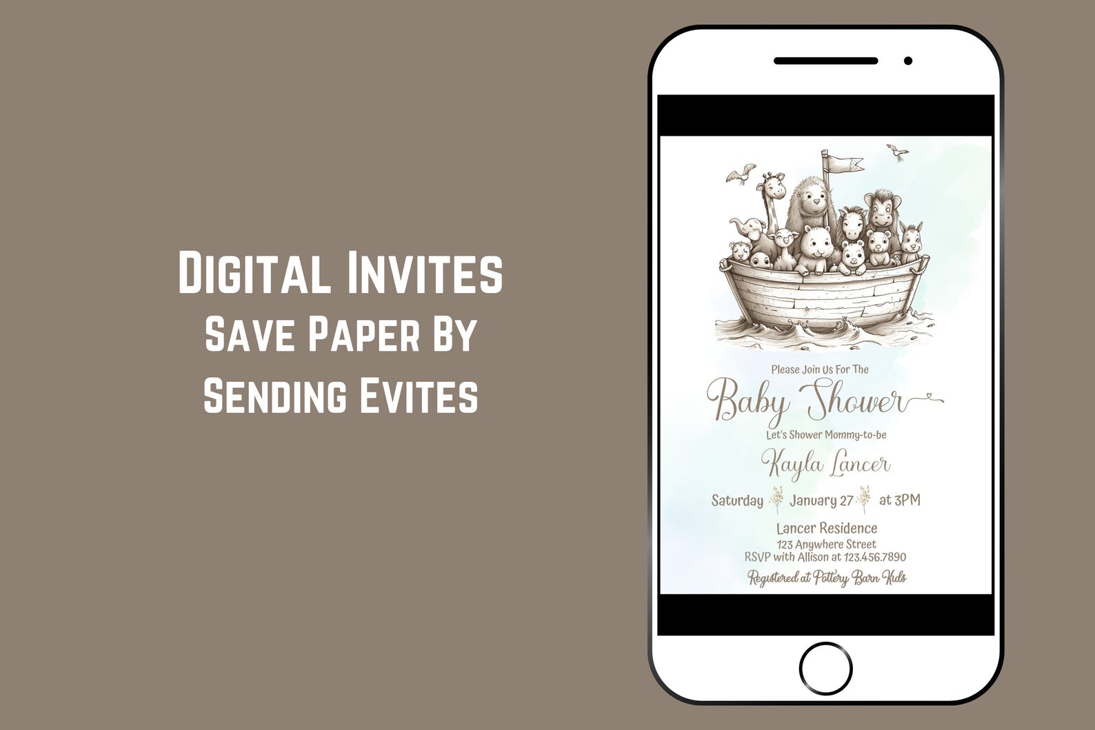 Noah's Ark Baby Shower Invitation, Editable Boho Animals Baby Sprinkle ...