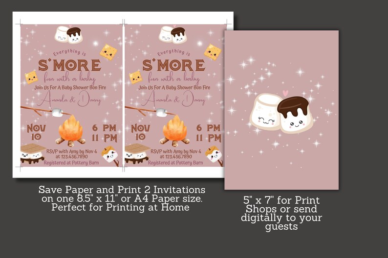 Editable S'more Baby Shower Invitation Bonfire Baby Shower Camping Baby ...