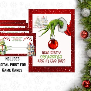 Game Guess Ornaments Are in the Jar Christmas Baby Shower Guessing Game ...