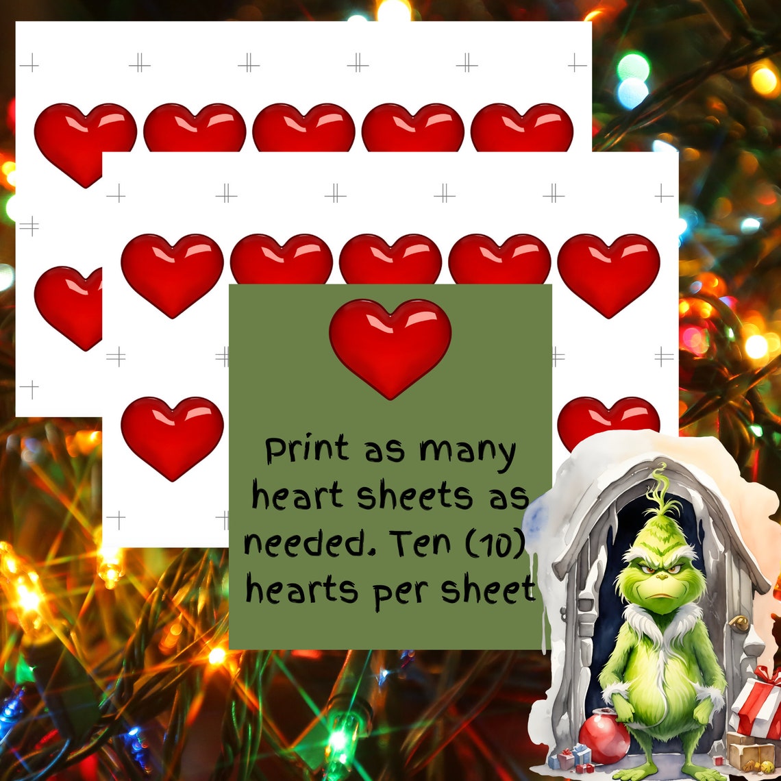 Pin the Heart on the Grinch Game, Grinchmas Party (PDF Download) - Etsy