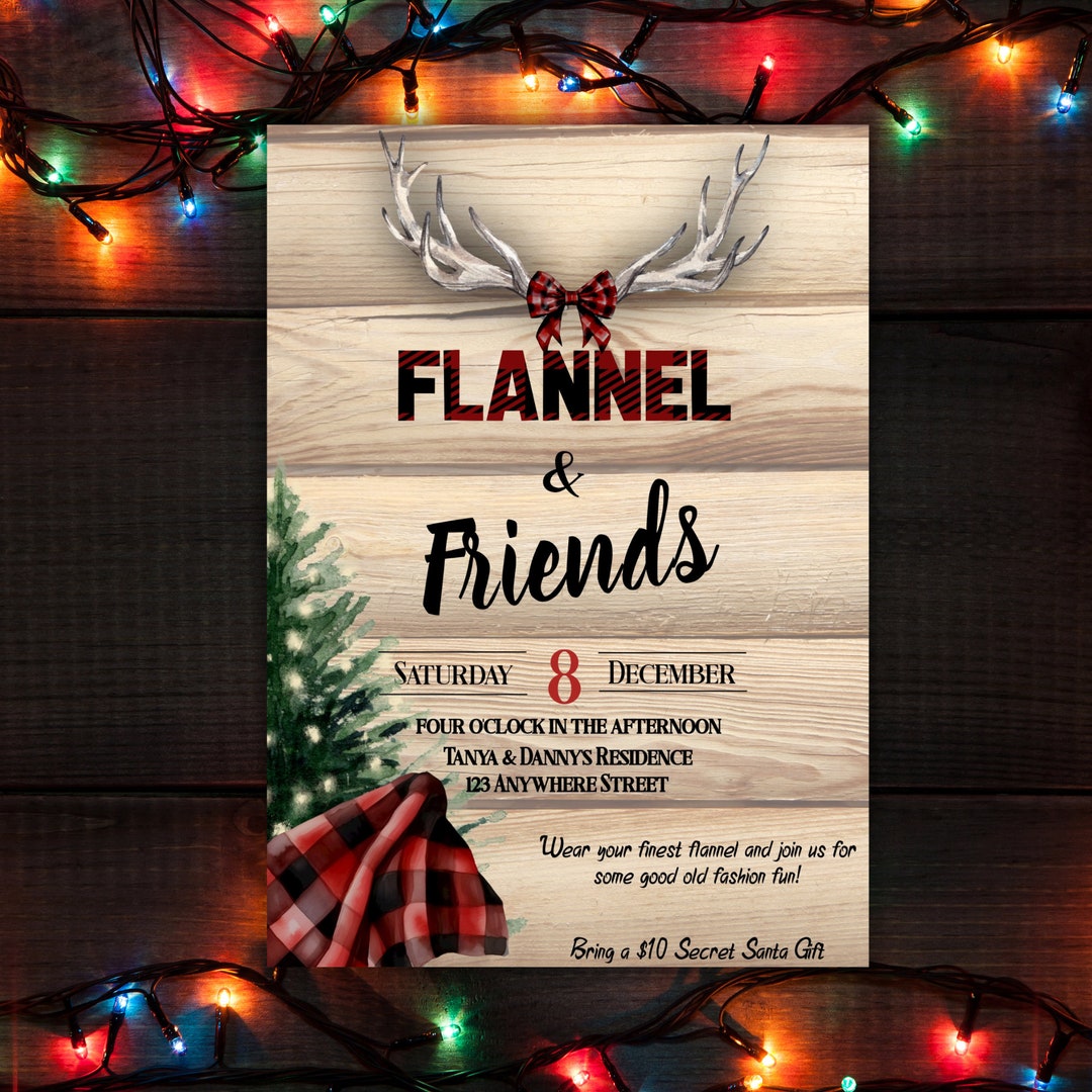 Flannel and Friends Holiday Party Invitation, Casual Holiday Party, Fun ...