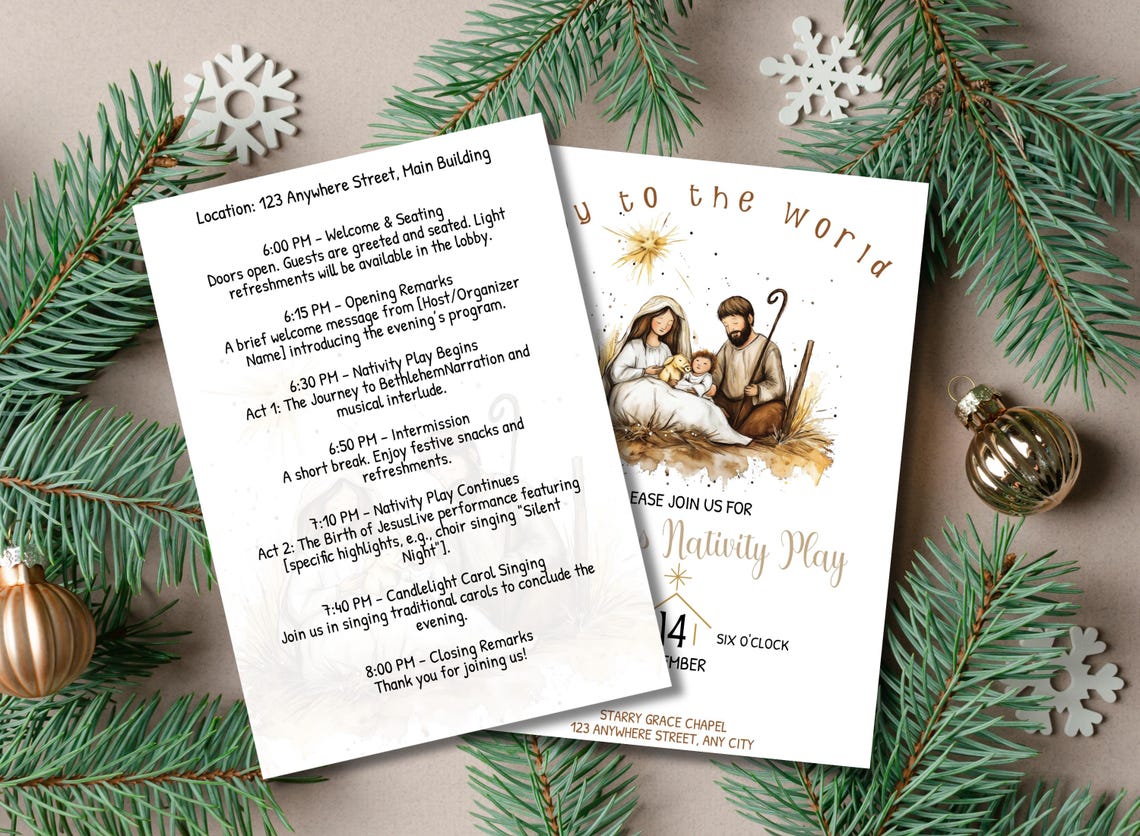 Nativity Invitation Template, Religious Christmas Invitation, Church ...