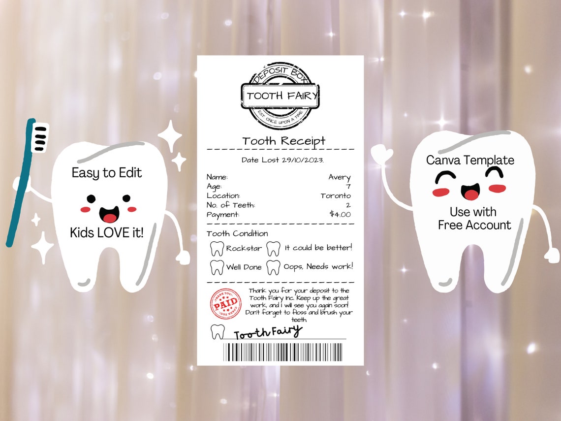 Tooth Fairy Receipt Printable Certificate | First Tooth Lost ...