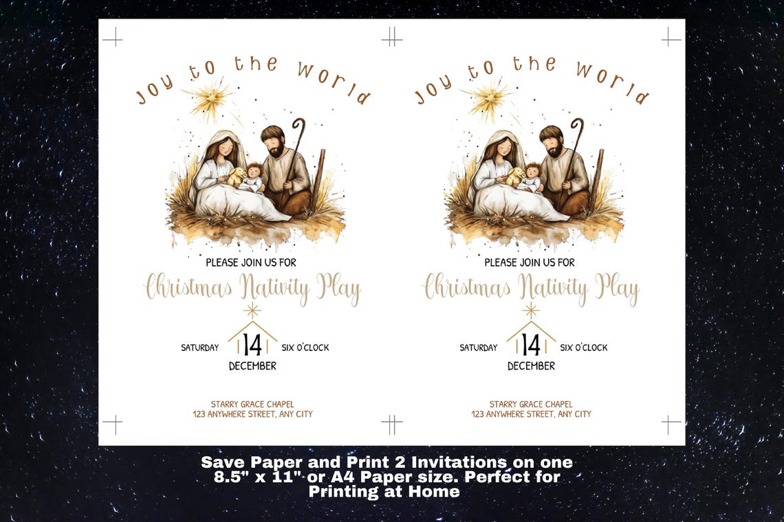 Nativity Invitation Template, Religious Christmas Invitation, Church ...