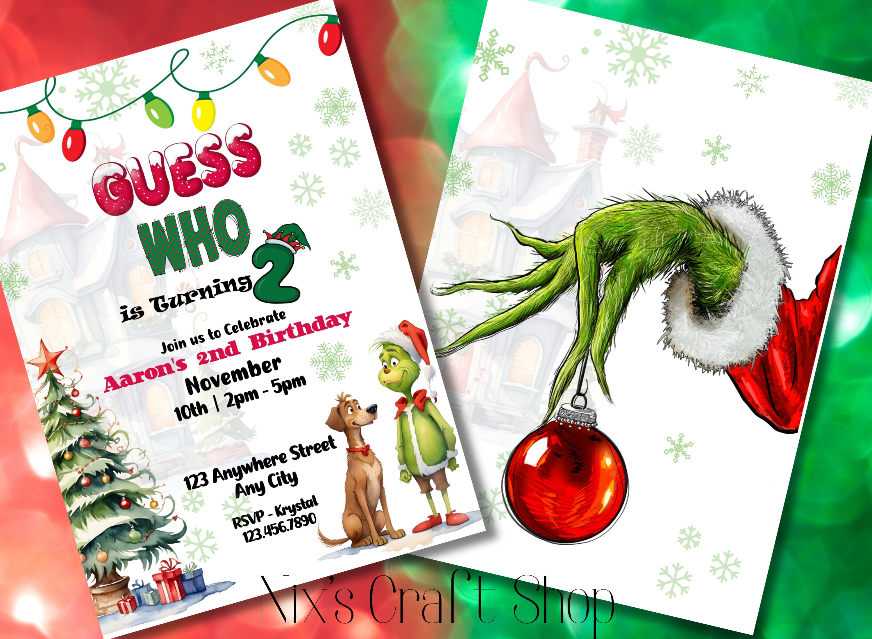 Guess Who is Turning Two Invitation, Christmas Birthday Invitation, 2nd ...