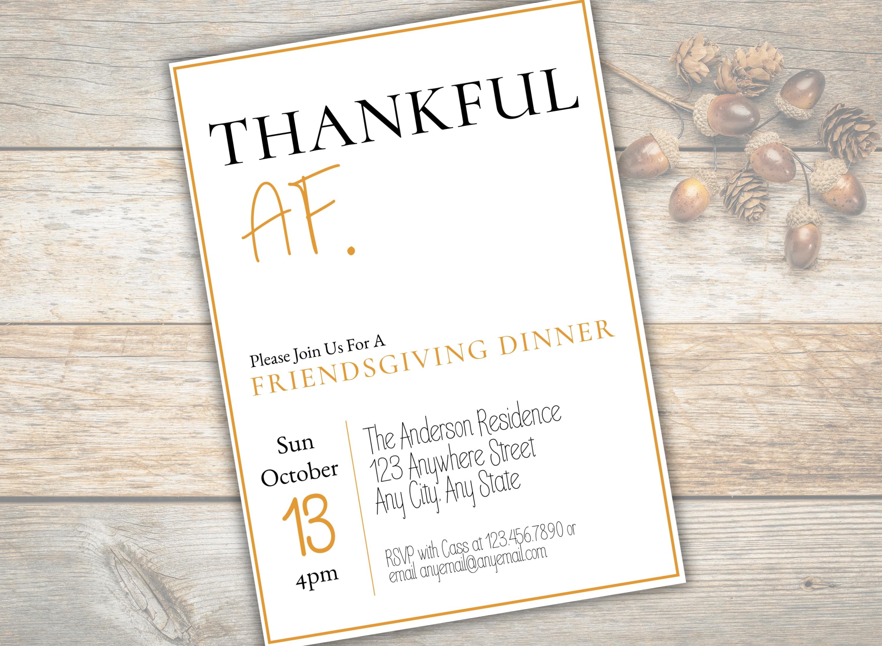 Modern Friendsgiving Dinner Invitation Template (digital Download) - Etsy