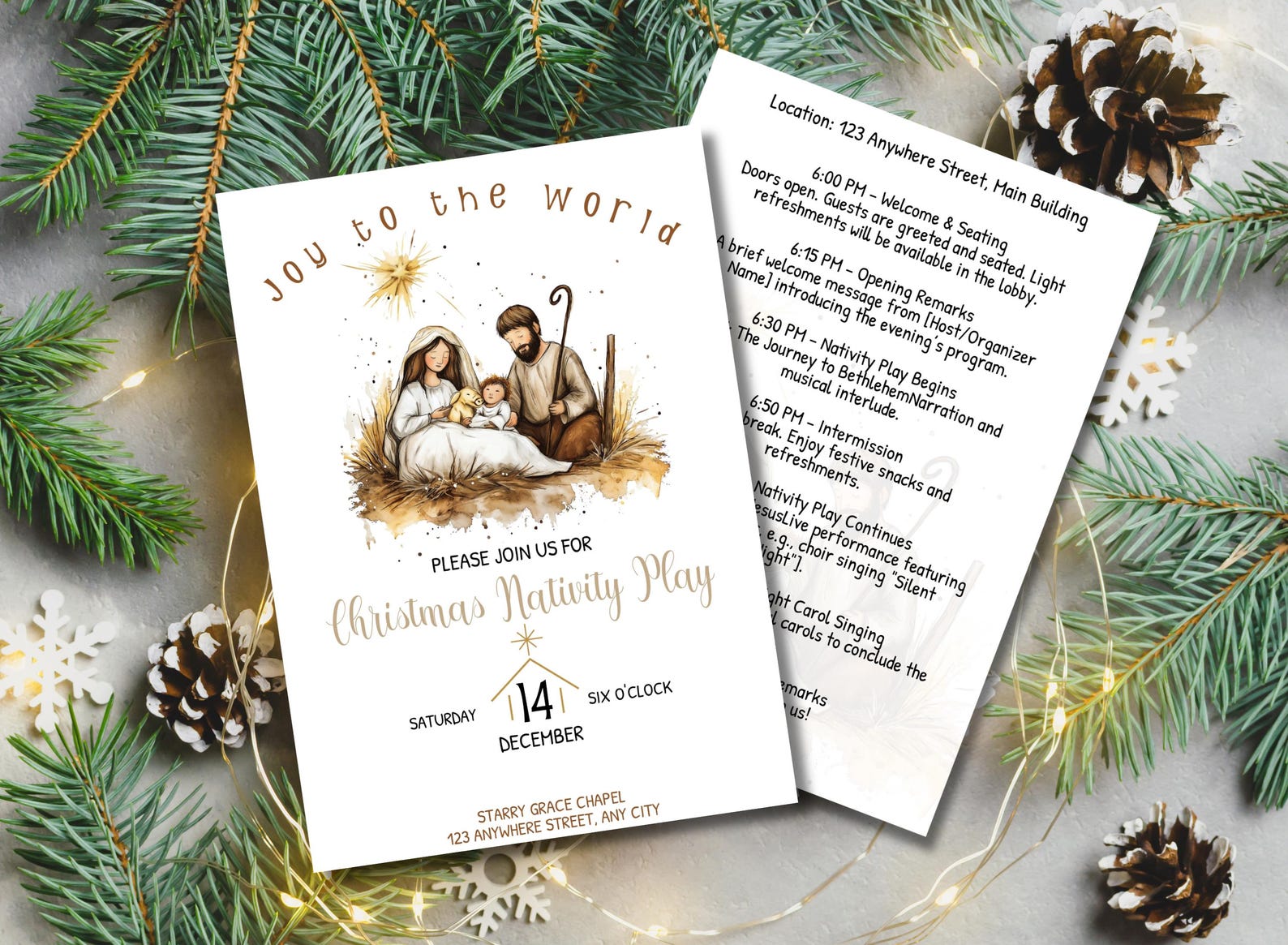 Nativity Invitation Template, Religious Christmas Invitation, Church ...