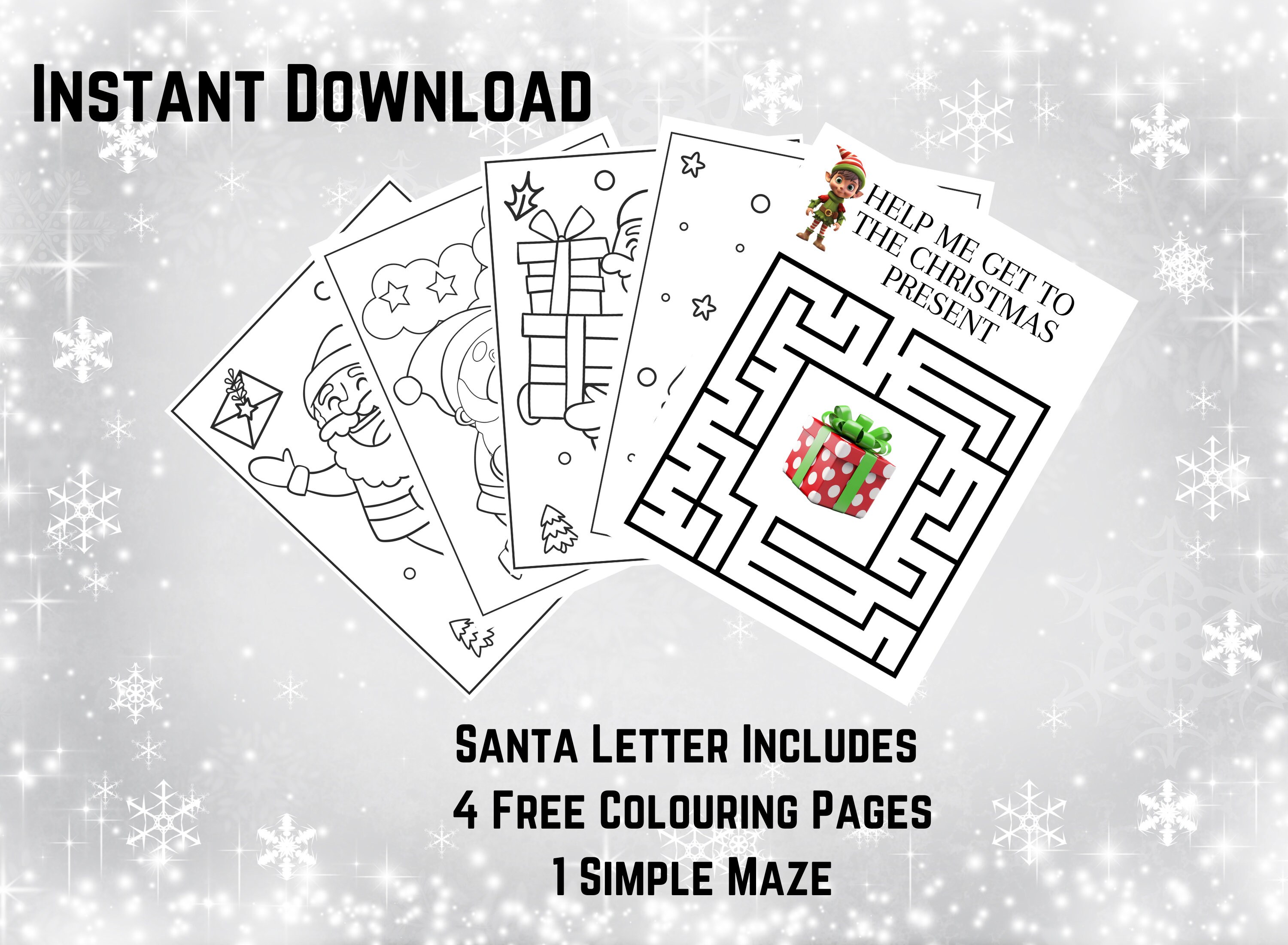 Letter to Santa, Bonus Coloring Pages & Maze, Dear Santa, Printable ...
