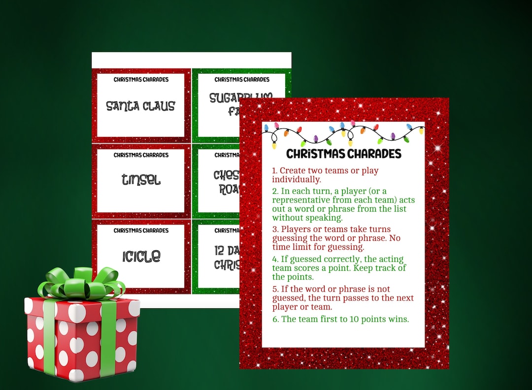 Christmas Charades Game, Christmas Party Games, Printable Christmas ...