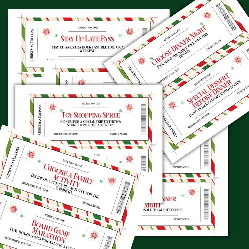 Christmas Coupon Book for Kids, Printable Stocking Stuffer (instant ...