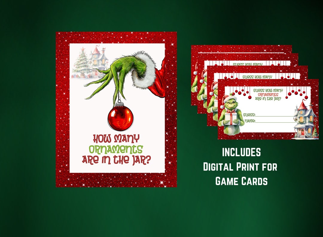 Game Guess Ornaments Are in the Jar Christmas Baby Shower Guessing Game ...