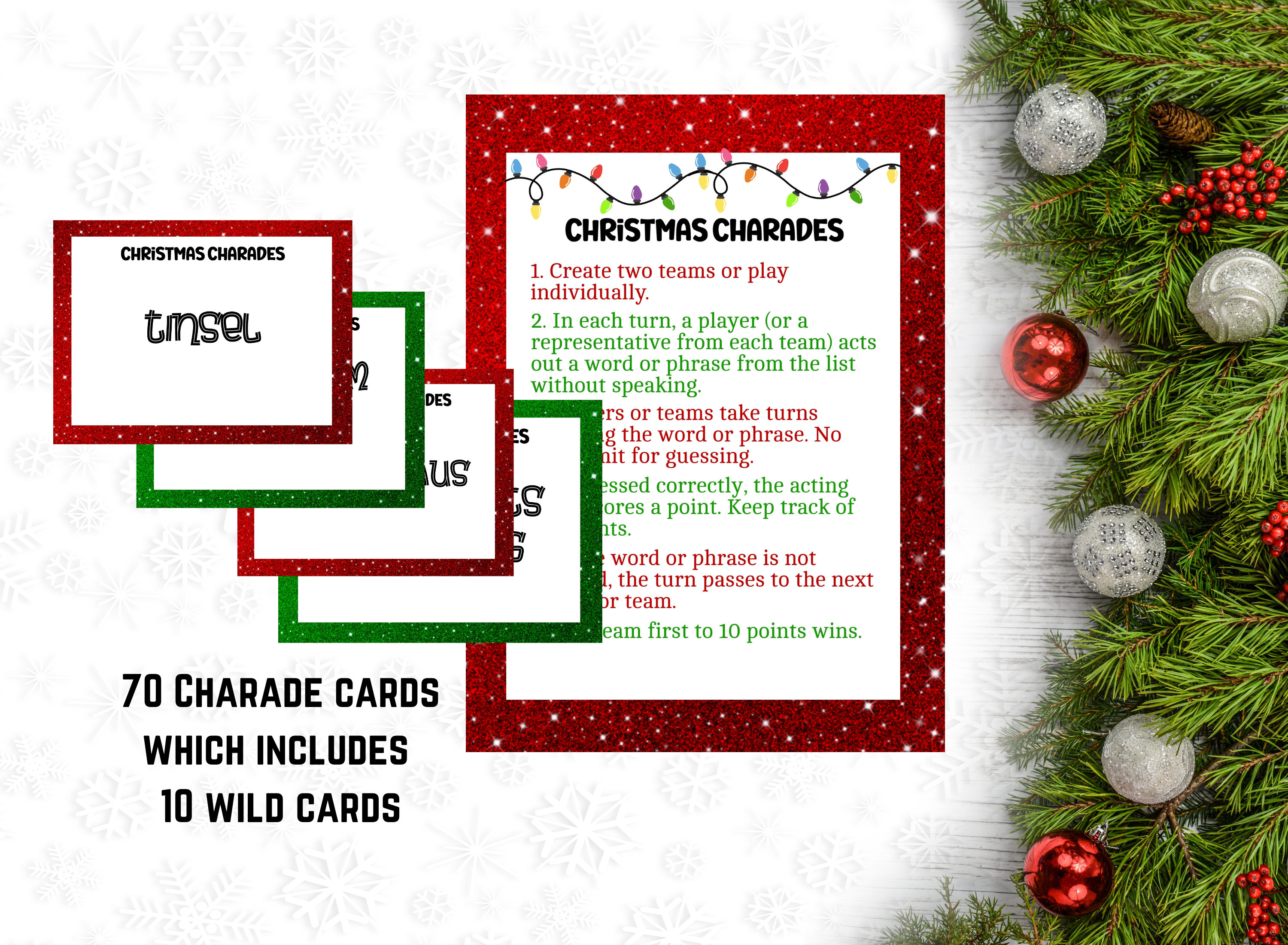 Christmas Charades Game, Christmas Party Games, Printable Christmas ...