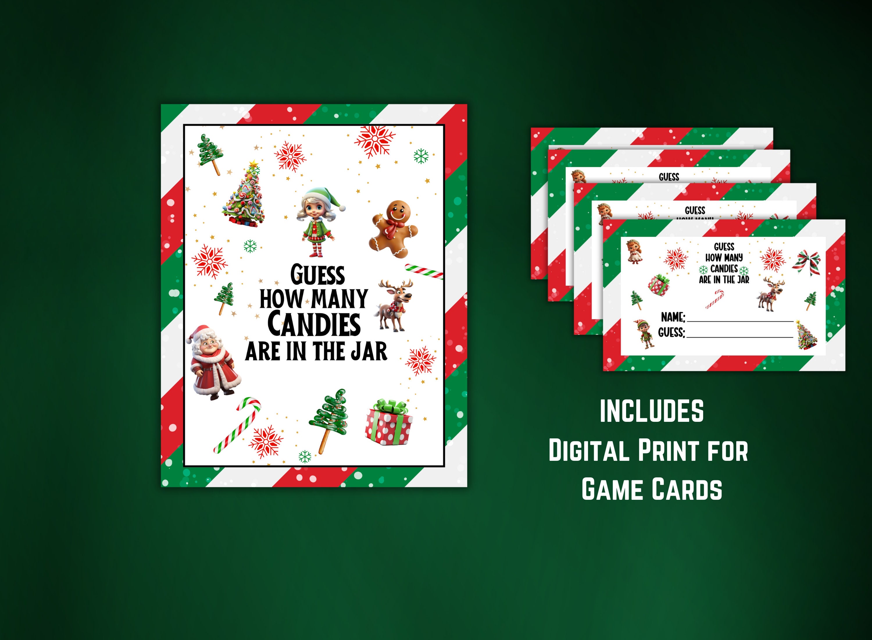 Game Guess How Many Candies Are in the Jar Christmas Baby Shower ...