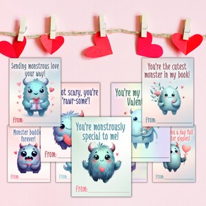 Printable Monster Valentine's Day Cards, Classroom Valentine's Day 22 ...