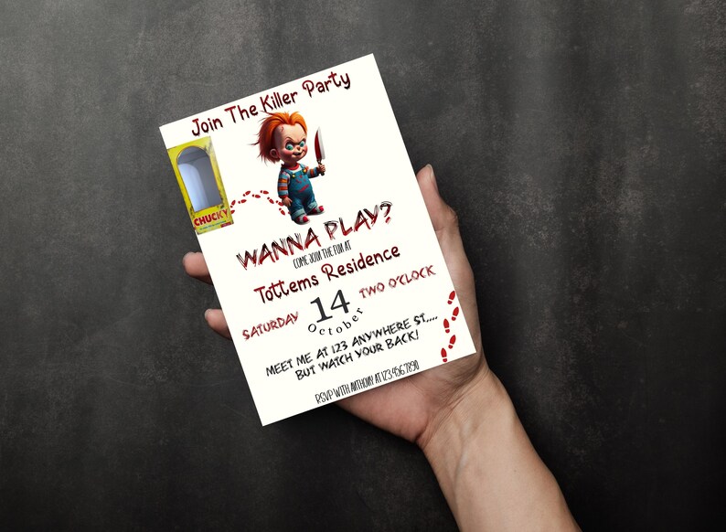 Chucky Halloween Party Invitation: Horror Movie Birthday (digital ...