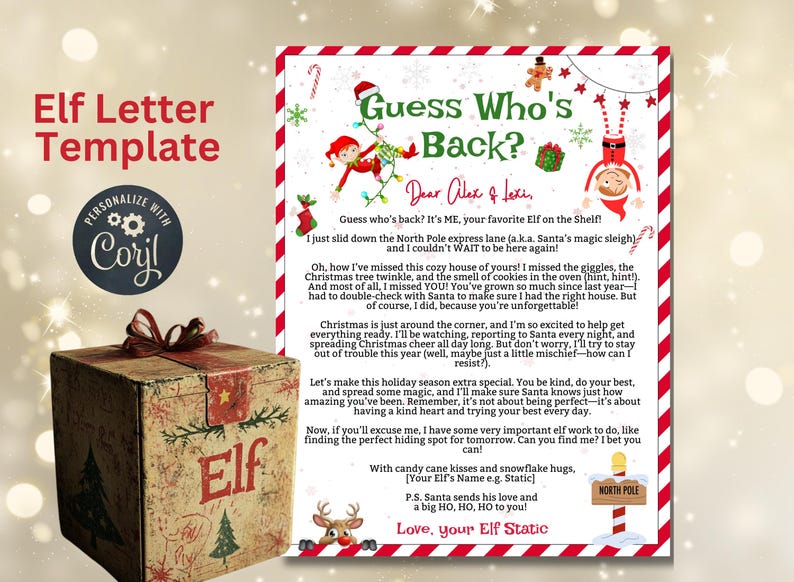 Letter From Elf Santa Return Letter Christmas Elf I'm Back Welcome ...